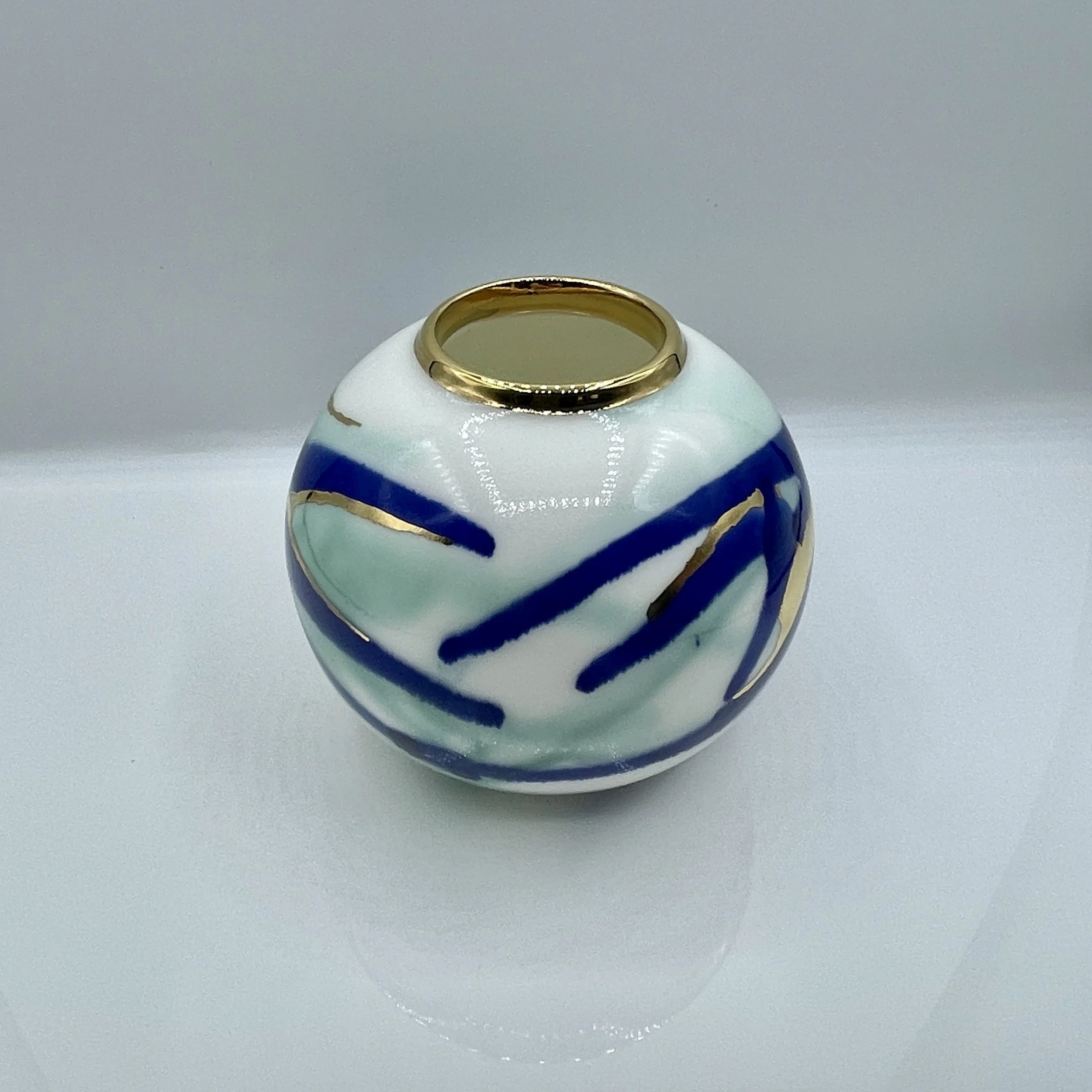 Deep Prussian Blue, grey, white, aventurine and platinum Sea Globe ...