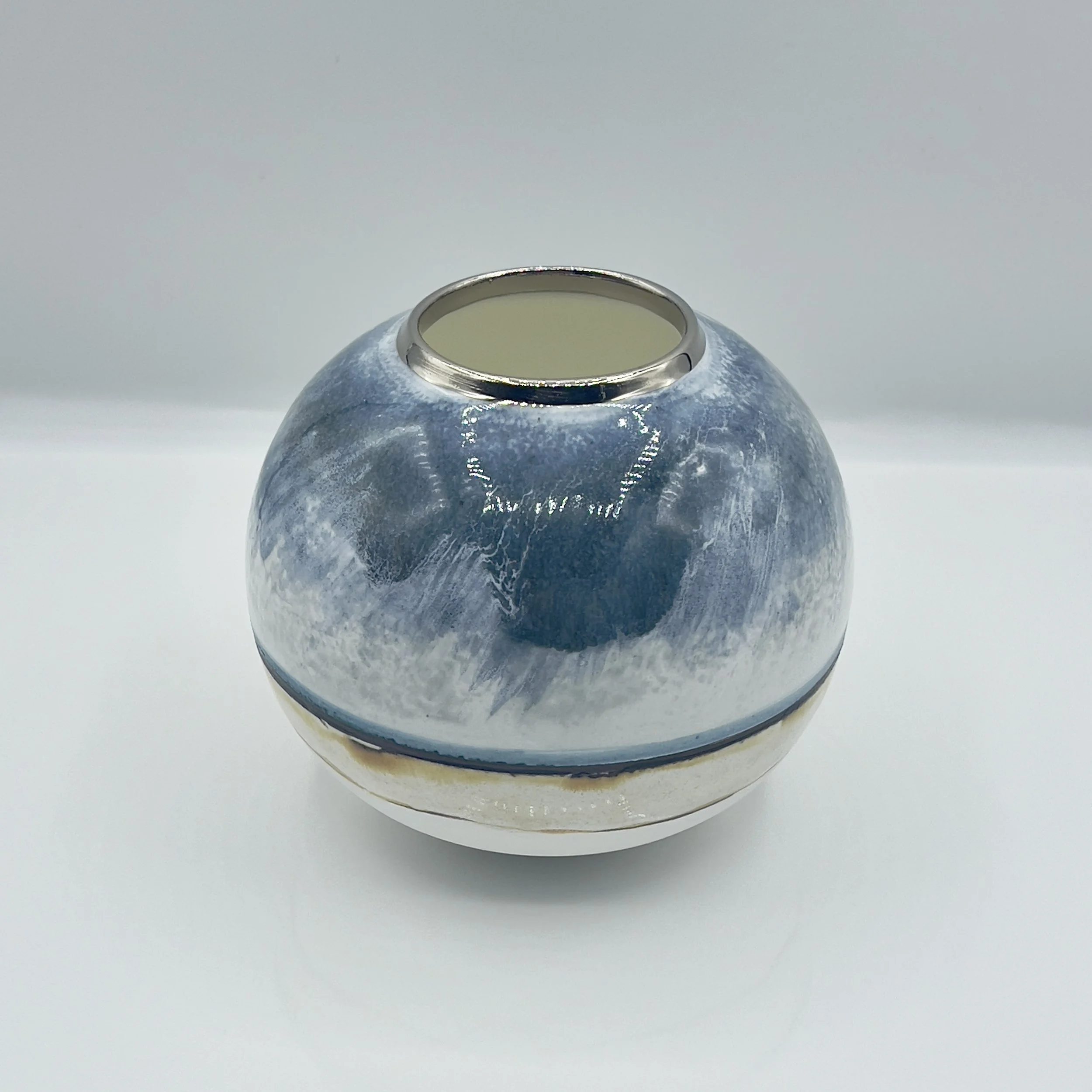 Cobalt and copper oxide wash Sea Globe (Platinum) — Blackbird Ceramics