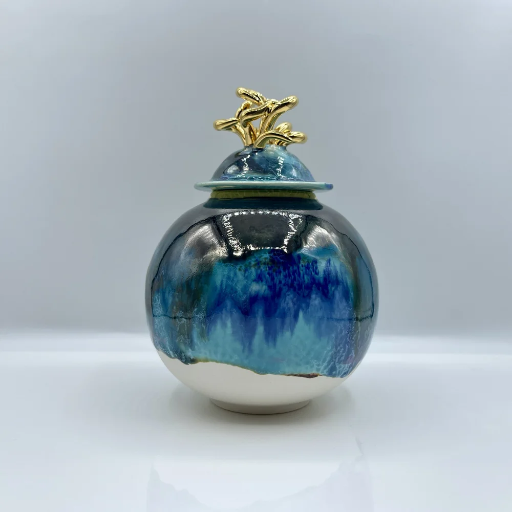 Deep Prussian Blue, grey, aventurine and platinum Sea Globe — Blackbird ...