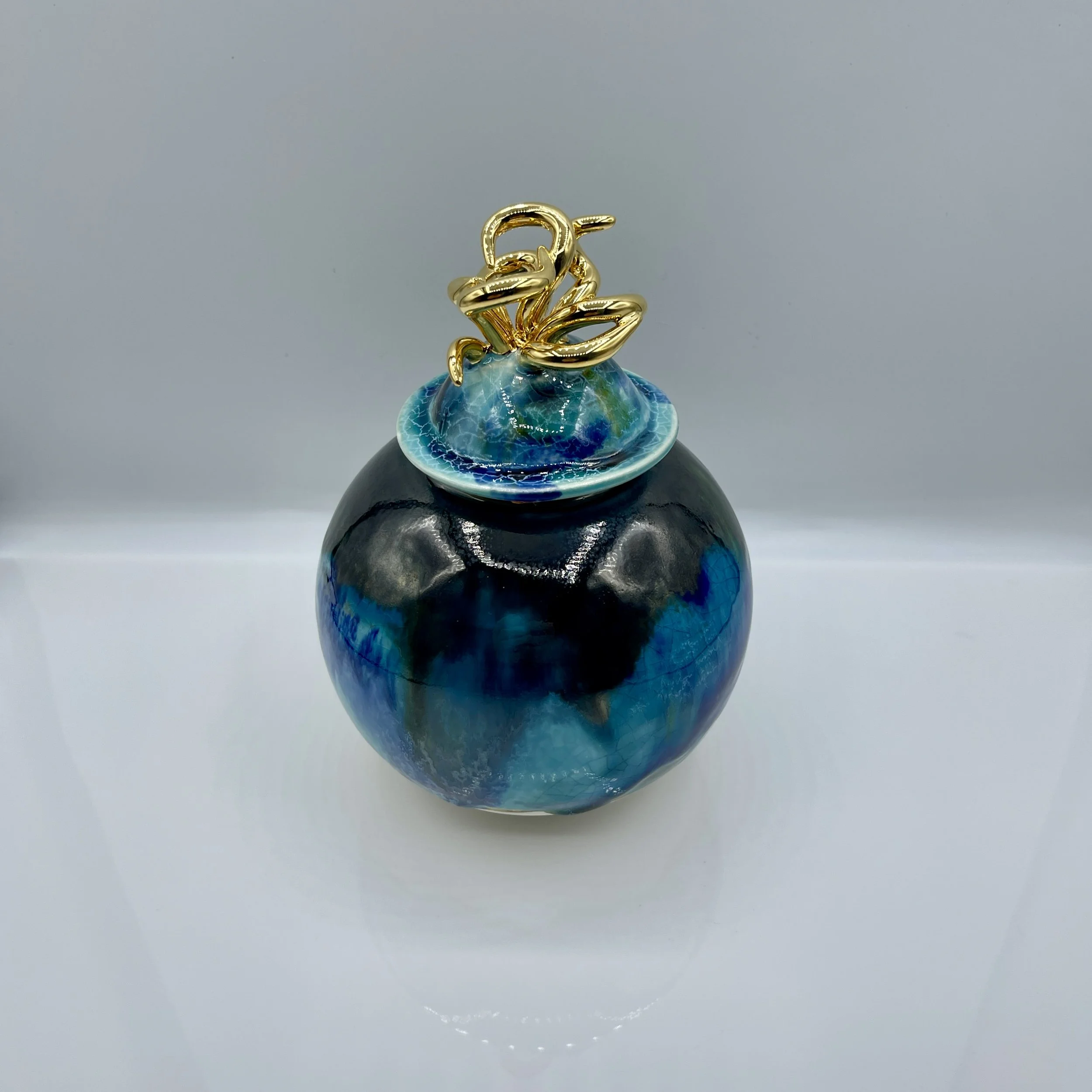 Deep Prussian Blue, grey, aventurine and platinum Sea Globe — Blackbird ...