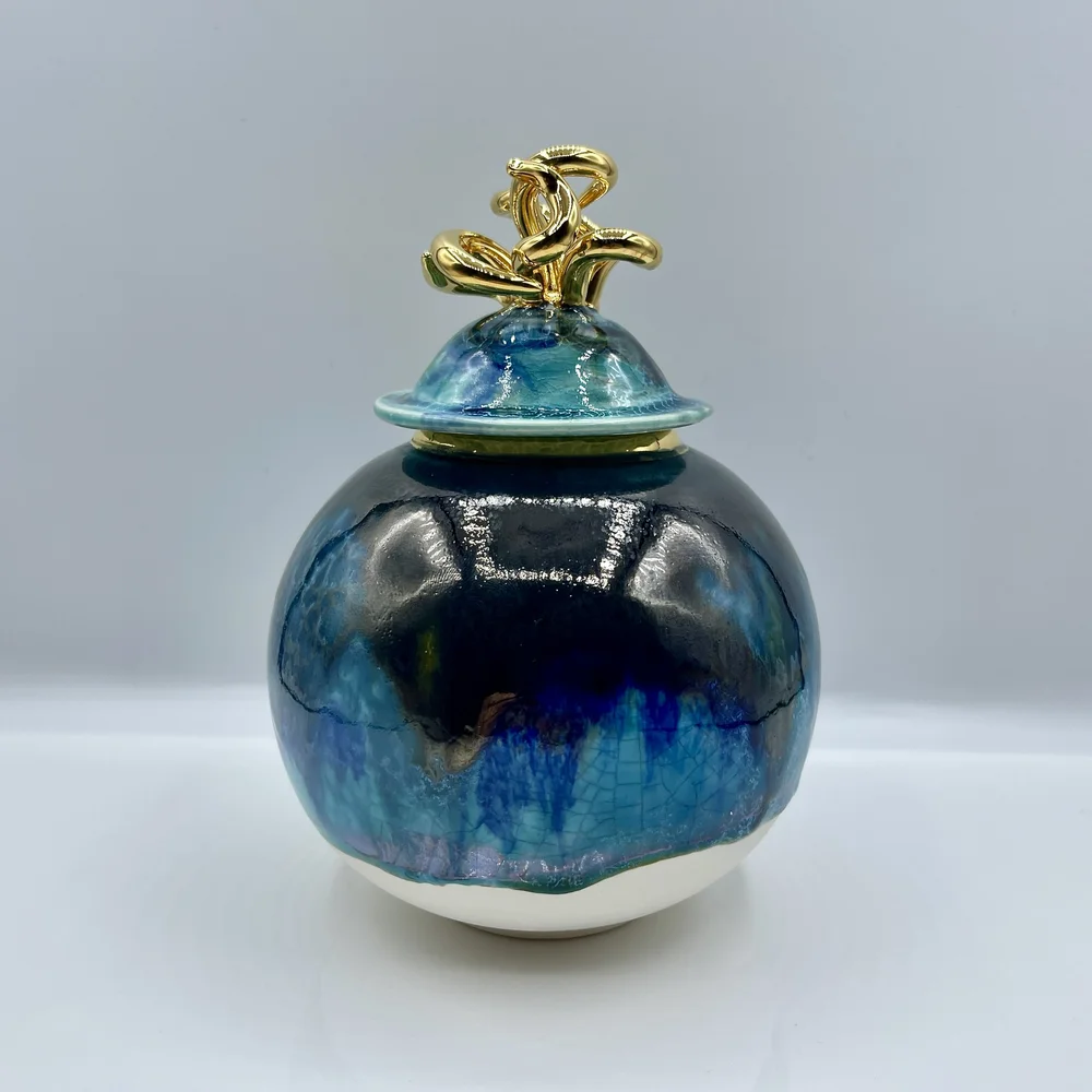 Deep Prussian Blue, grey, aventurine and platinum Sea Globe — Blackbird ...