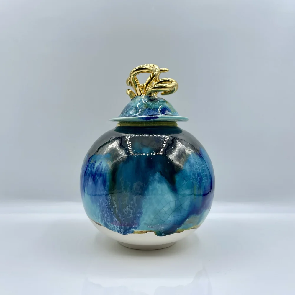 Deep Prussian Blue, grey, aventurine and platinum Sea Globe — Blackbird ...