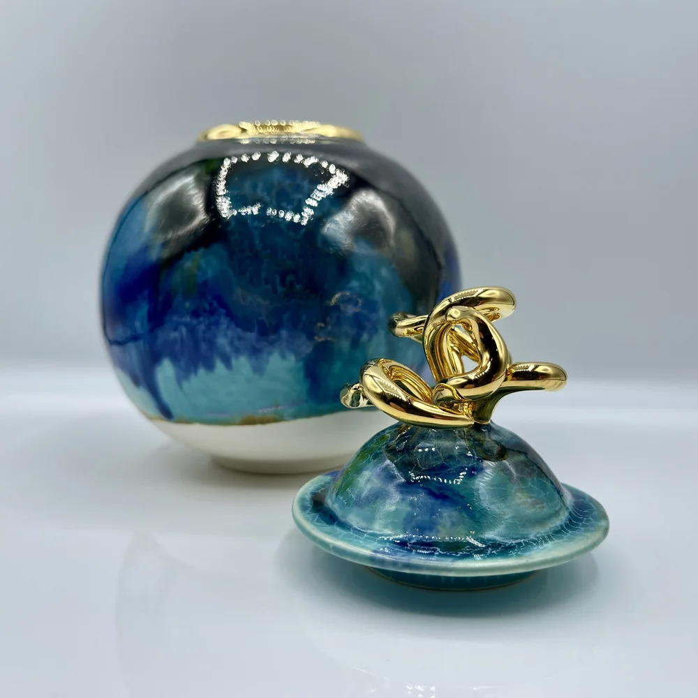 Deep Prussian Blue, grey, aventurine and platinum Sea Globe — Blackbird ...
