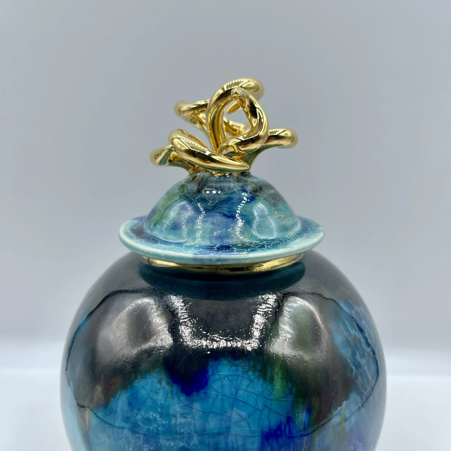 Deep Prussian Blue, grey, aventurine and platinum Sea Globe — Blackbird ...