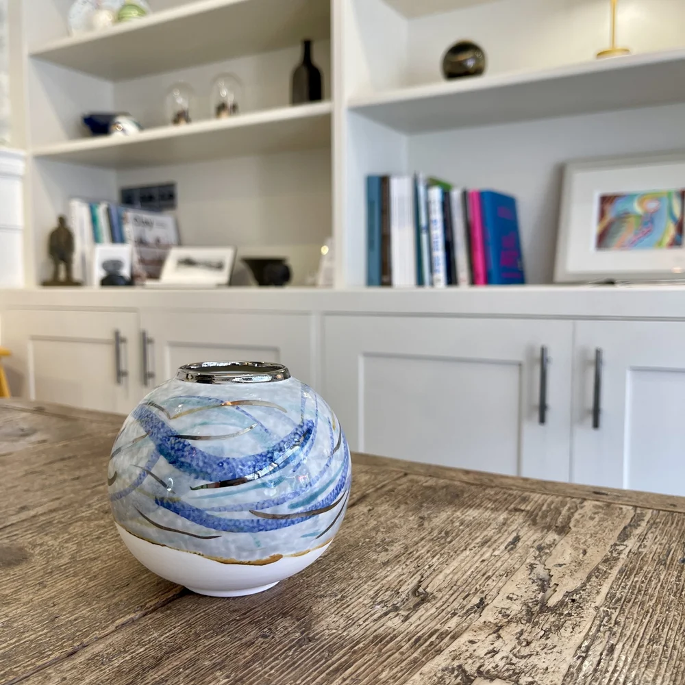 Cobalt and copper oxide Wash Sea Globe (Gold) — Richard Prentice