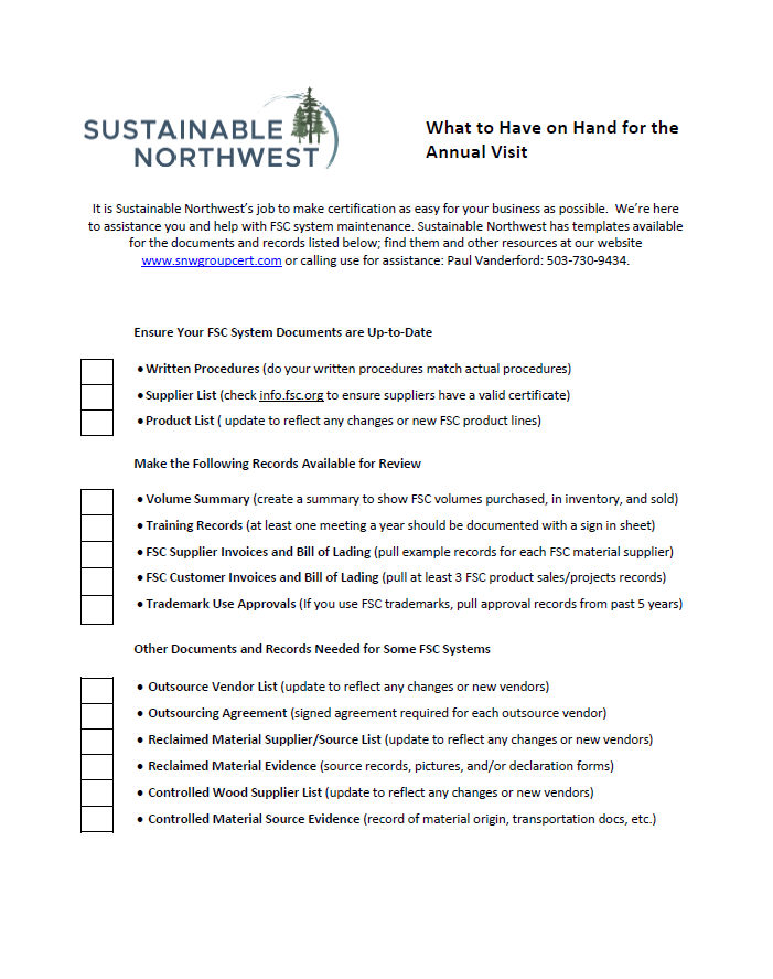 New FSC Group Certification Members — Sustainable Northwest