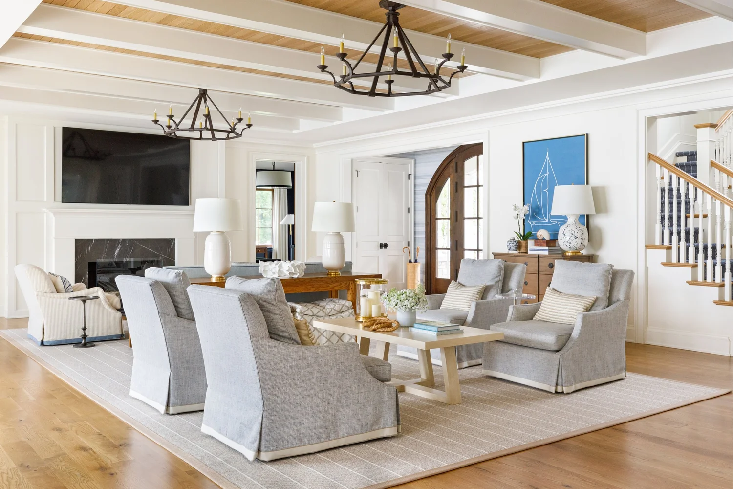 Another blue and white timeless lake house design in Lake Geneva by ...