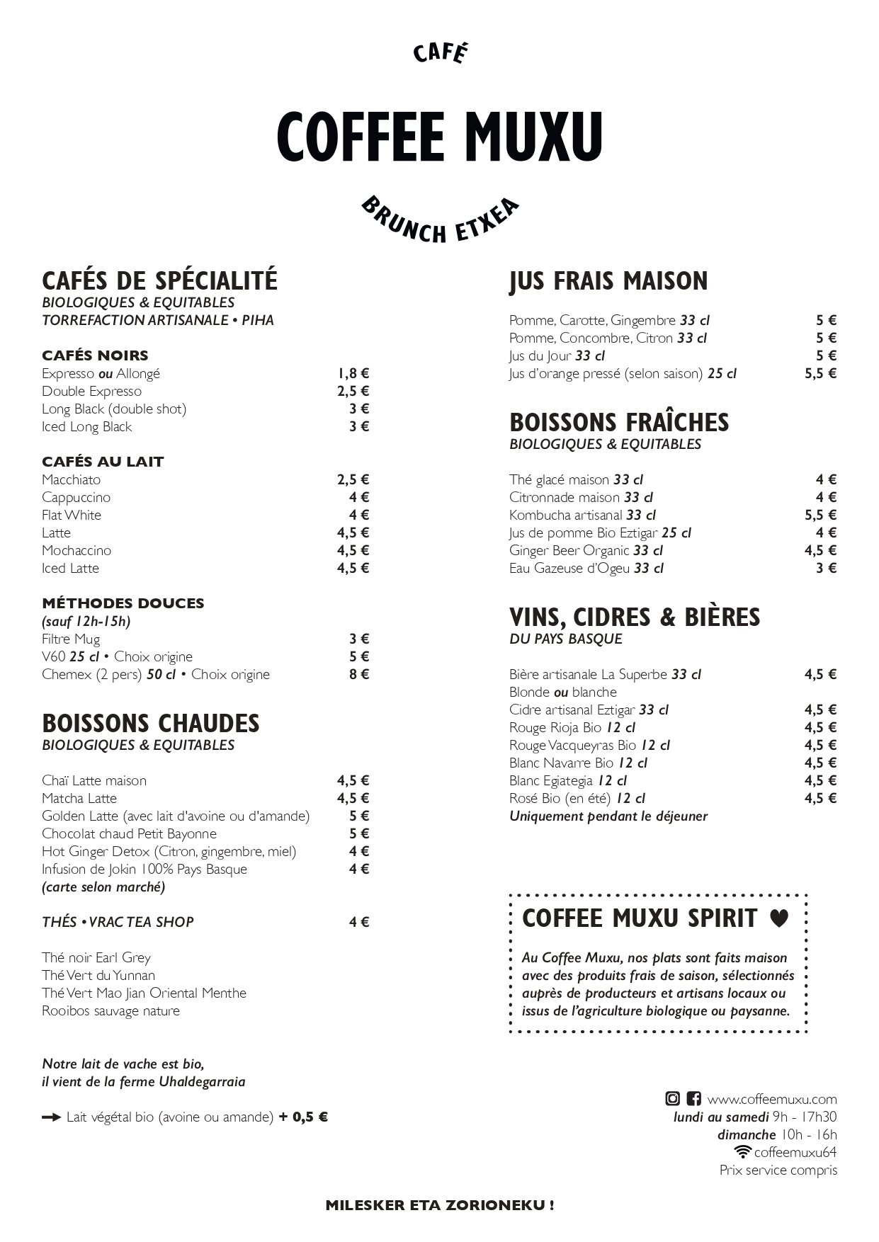 Menu — Coffee Muxu