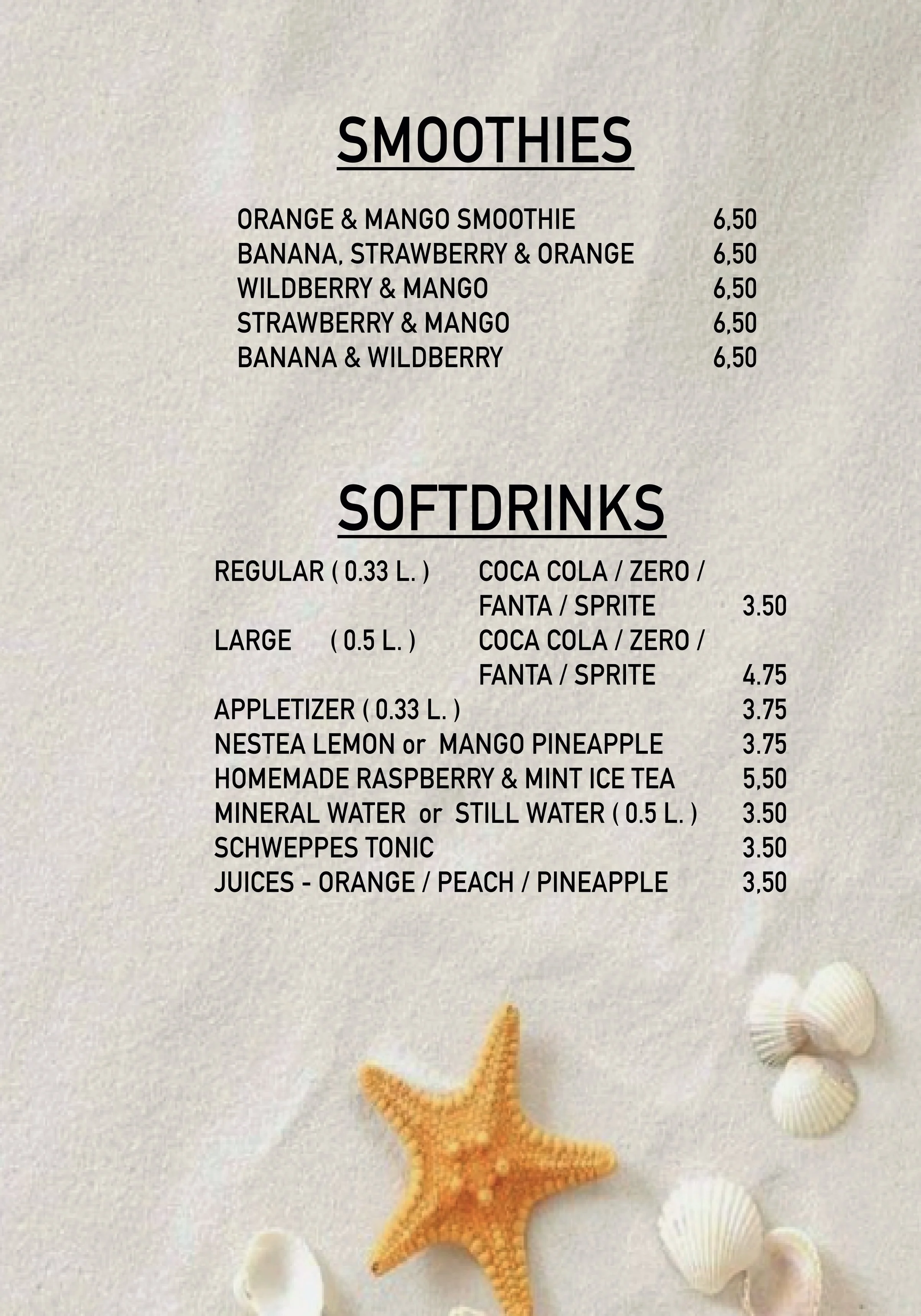 menu — the fuel stop