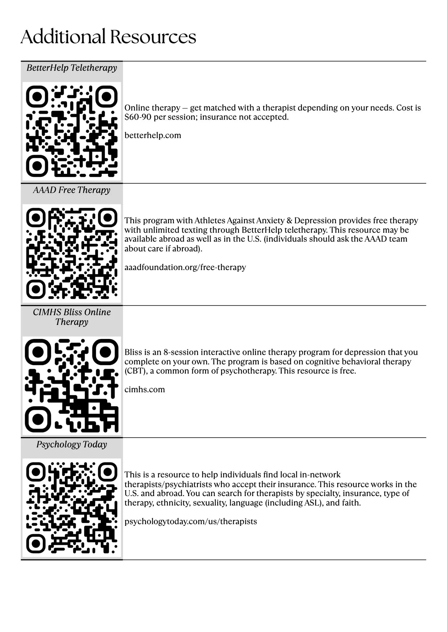 Mental Health Resources — TReAD Lab