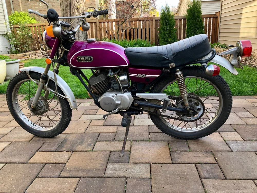 SOLD // Yamaha 90 Enduro HT1B 90 Purple 1971 — FCM Enterprises, LLC