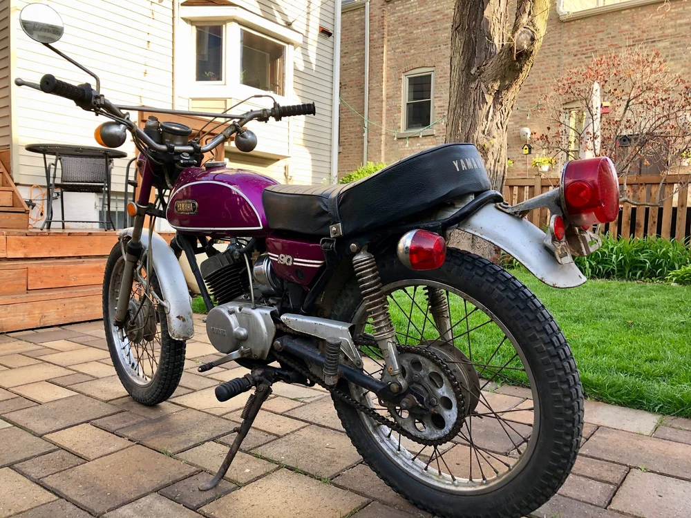 SOLD // Yamaha 90 Enduro HT1B 90 Purple 1971 — FCM Enterprises, LLC