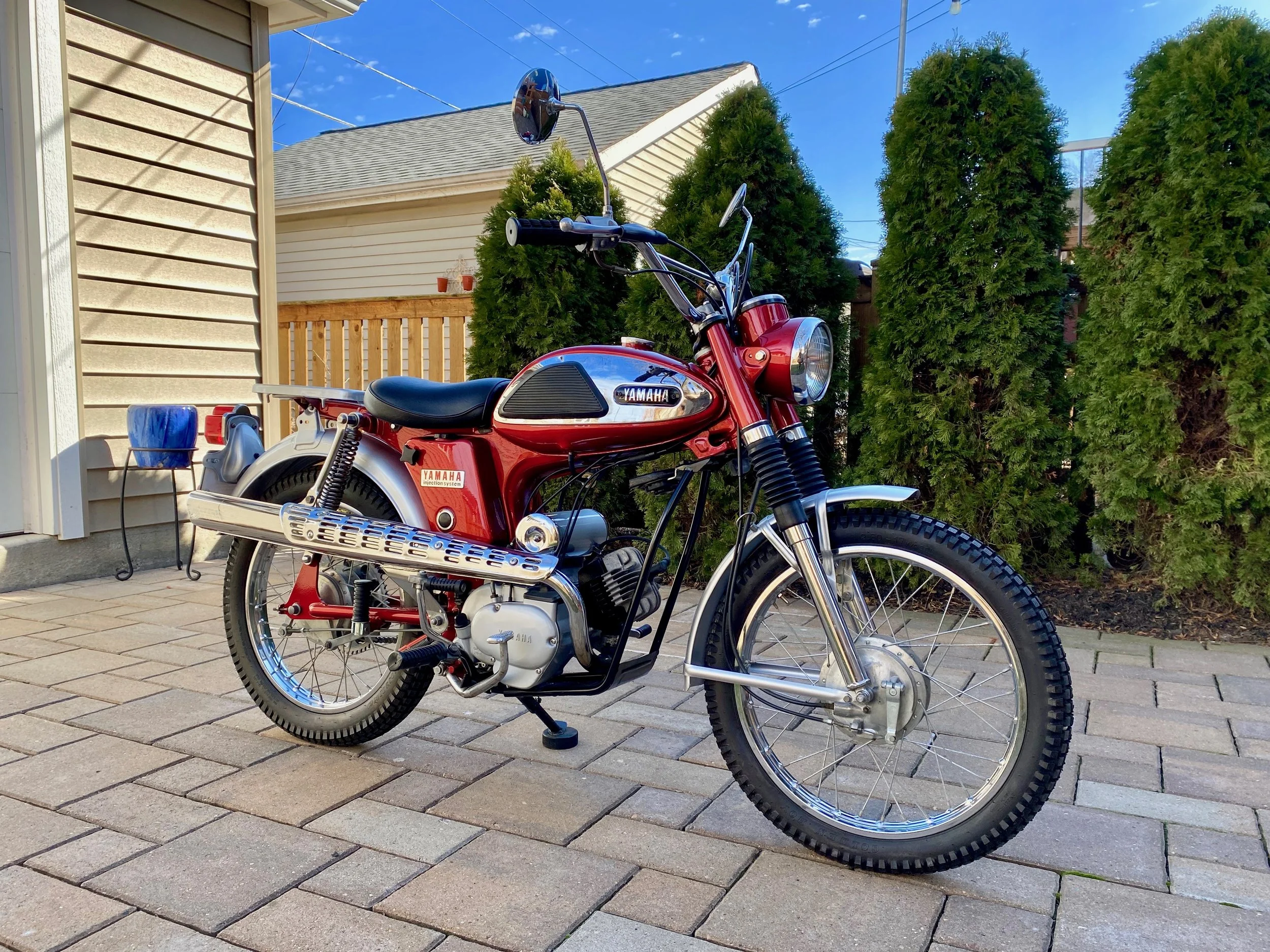 SOLD // Yamaha YG5T 80cc TRAIL MASTER 1968 RED — FCM Enterprises, LLC