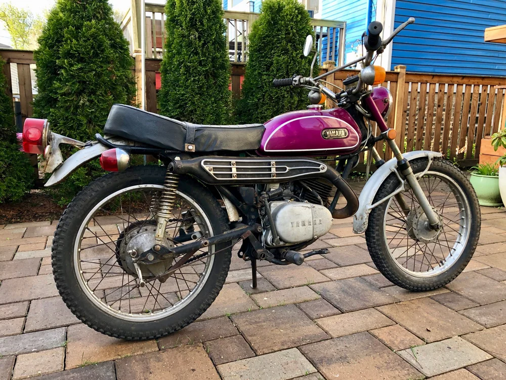 SOLD // Yamaha 90 Enduro HT1B 90 Purple 1971 — FCM Enterprises, LLC