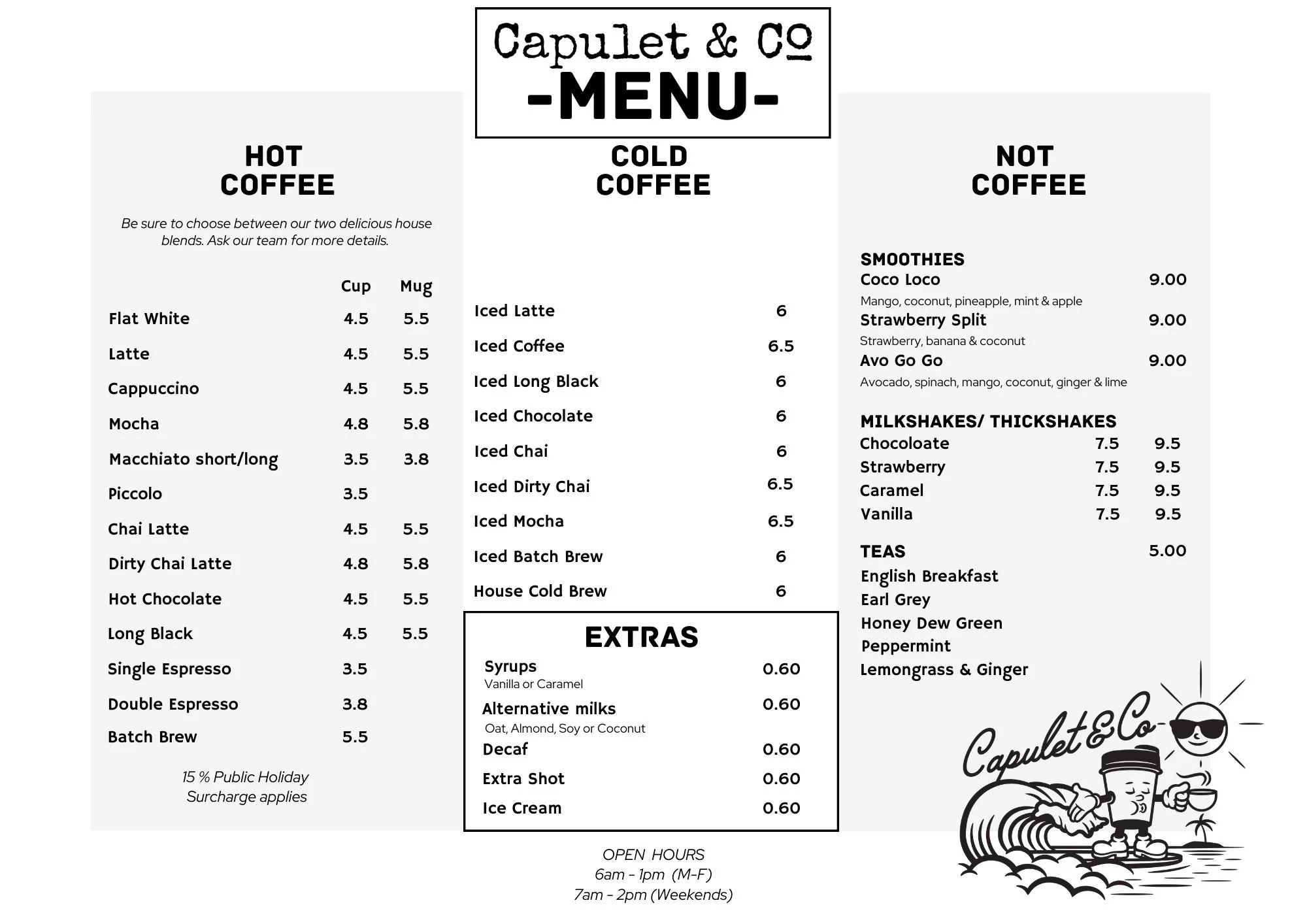 Menu — Capulet & Co.