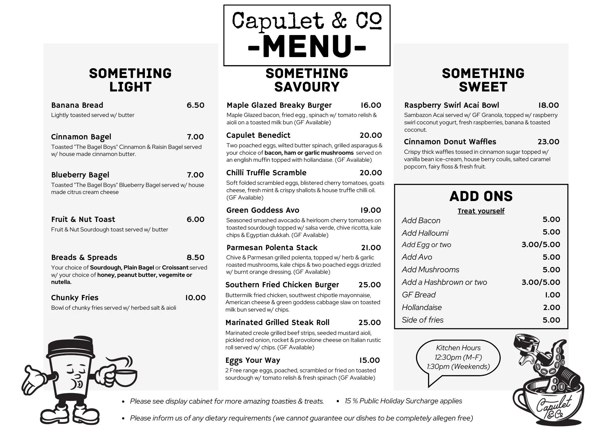 Menu — Capulet & Co.