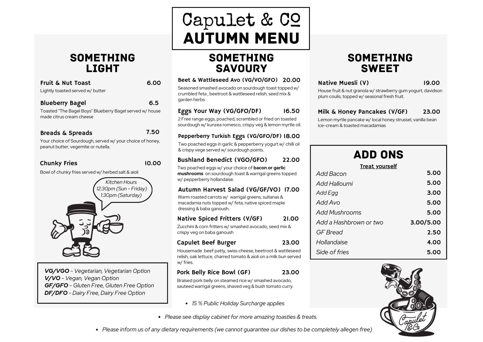 Menu — Capulet & Co.
