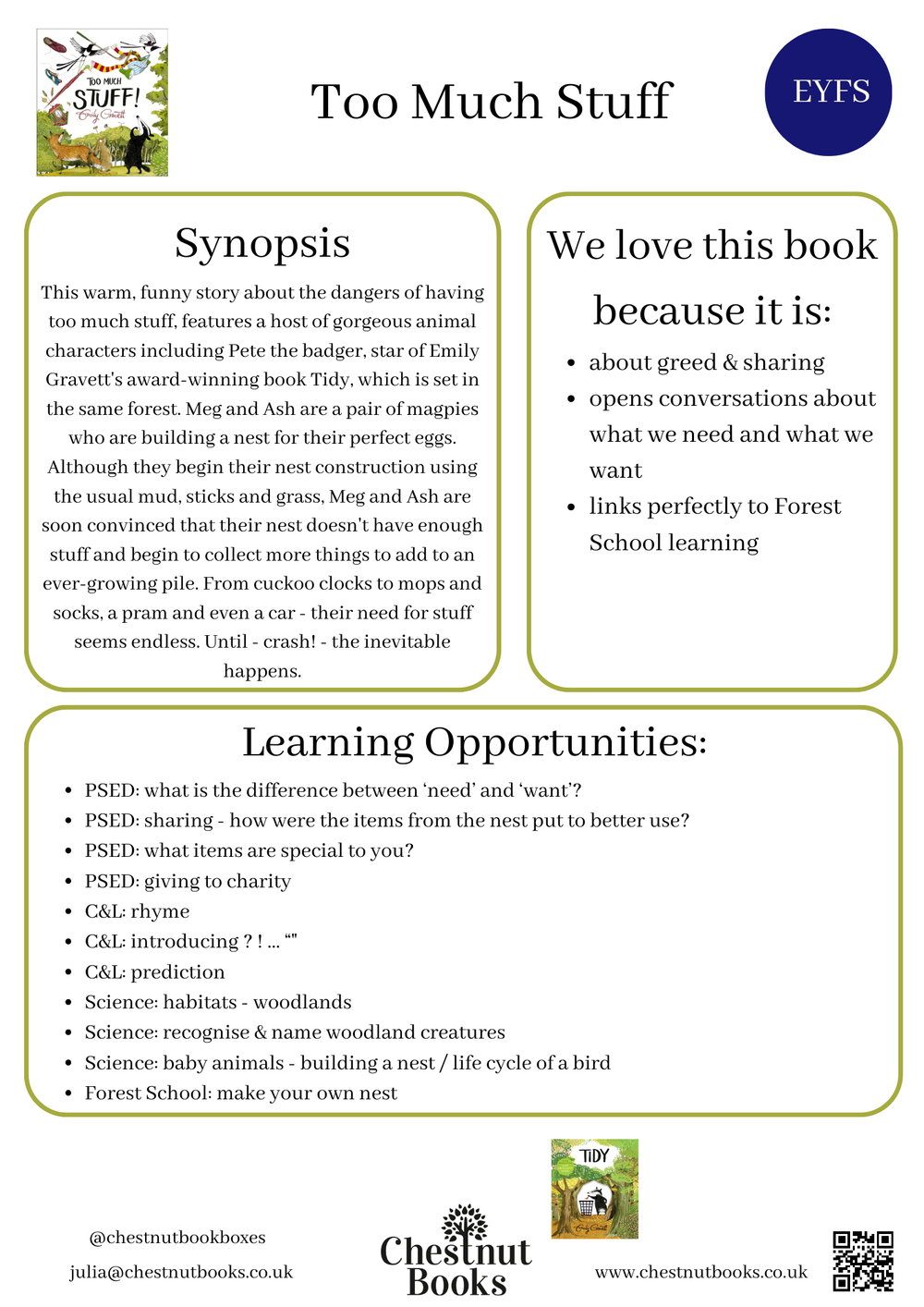 Too Much Stuff by Emily Gravett — Chestnut Books