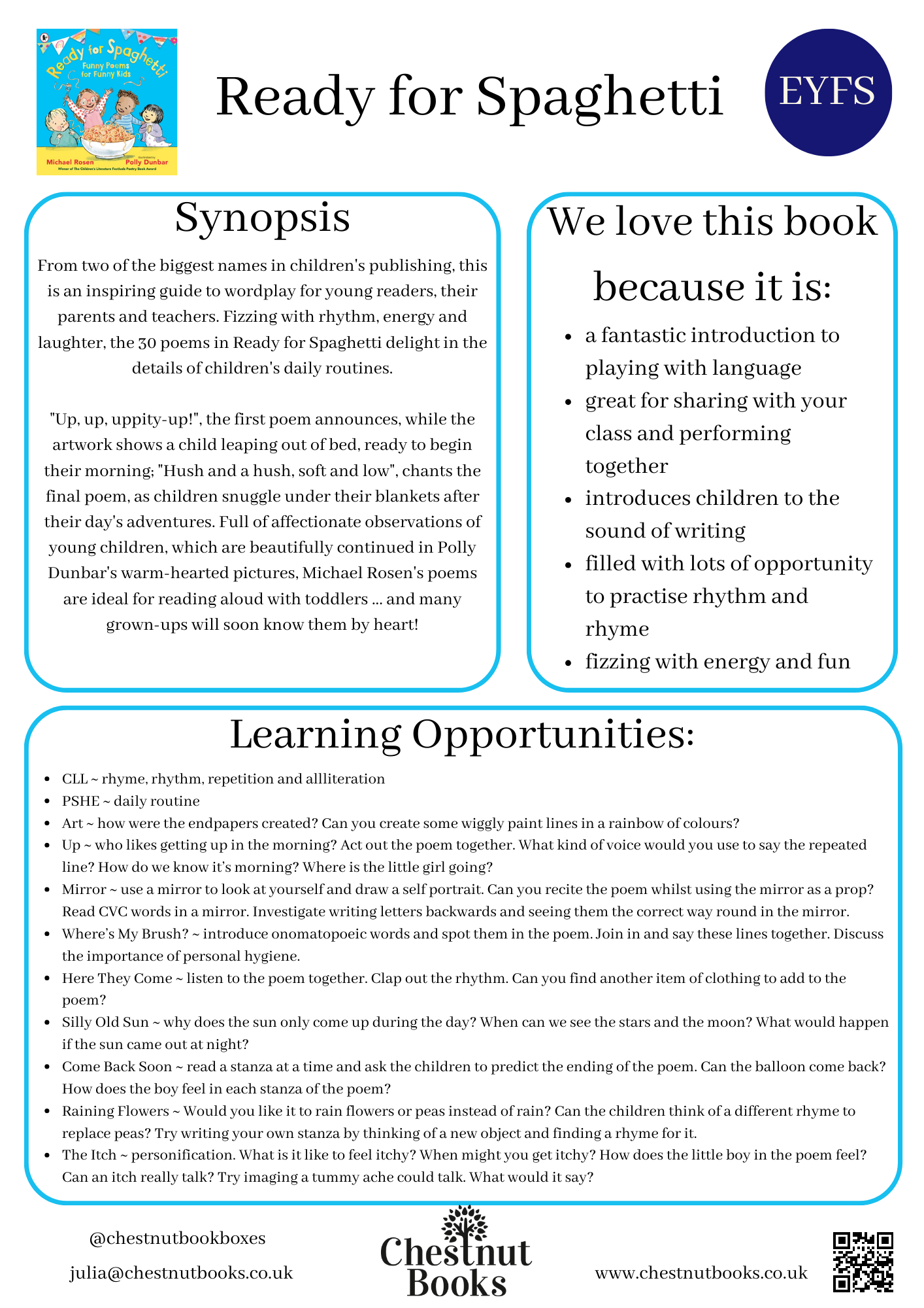 Ready for Spaghetti by Michael Rosen — Chestnut Books