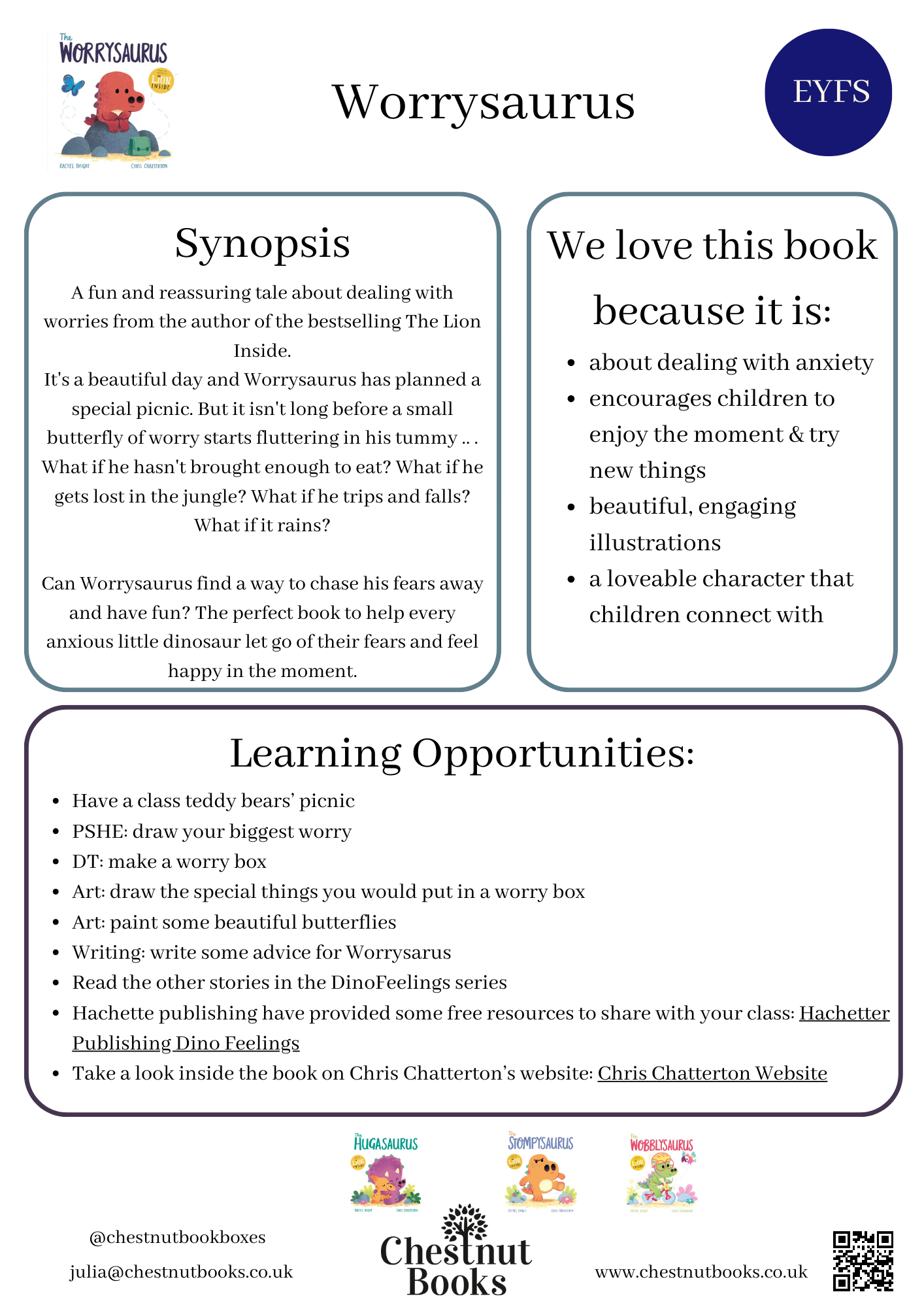 The Worrysaurus by Rachel Bright — Chestnut Books