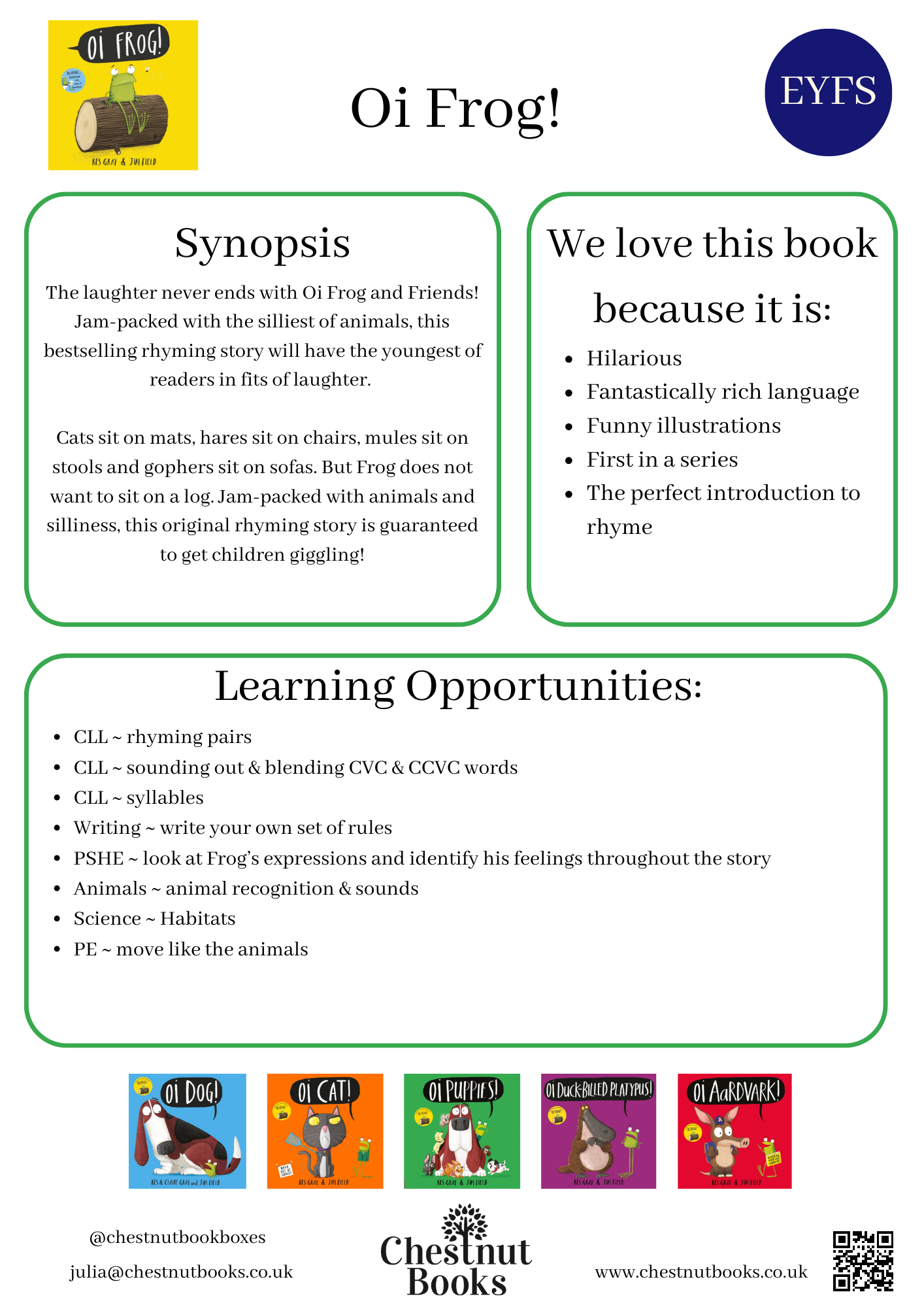 Oi Frog! by Kez Gray — Chestnut Books