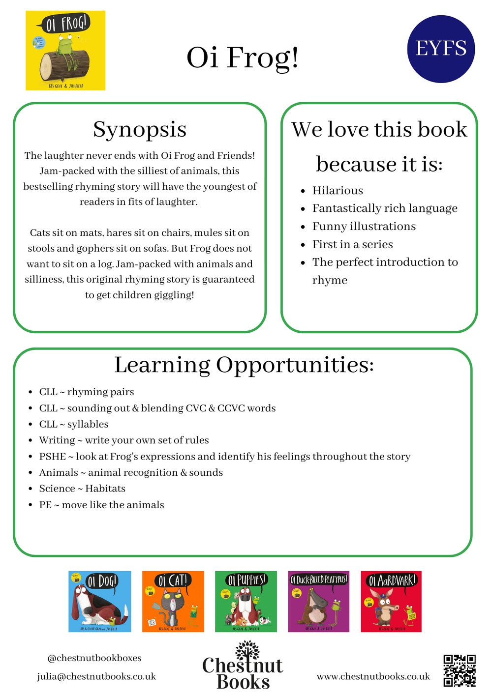 Oi Frog! by Kez Gray — Chestnut Books