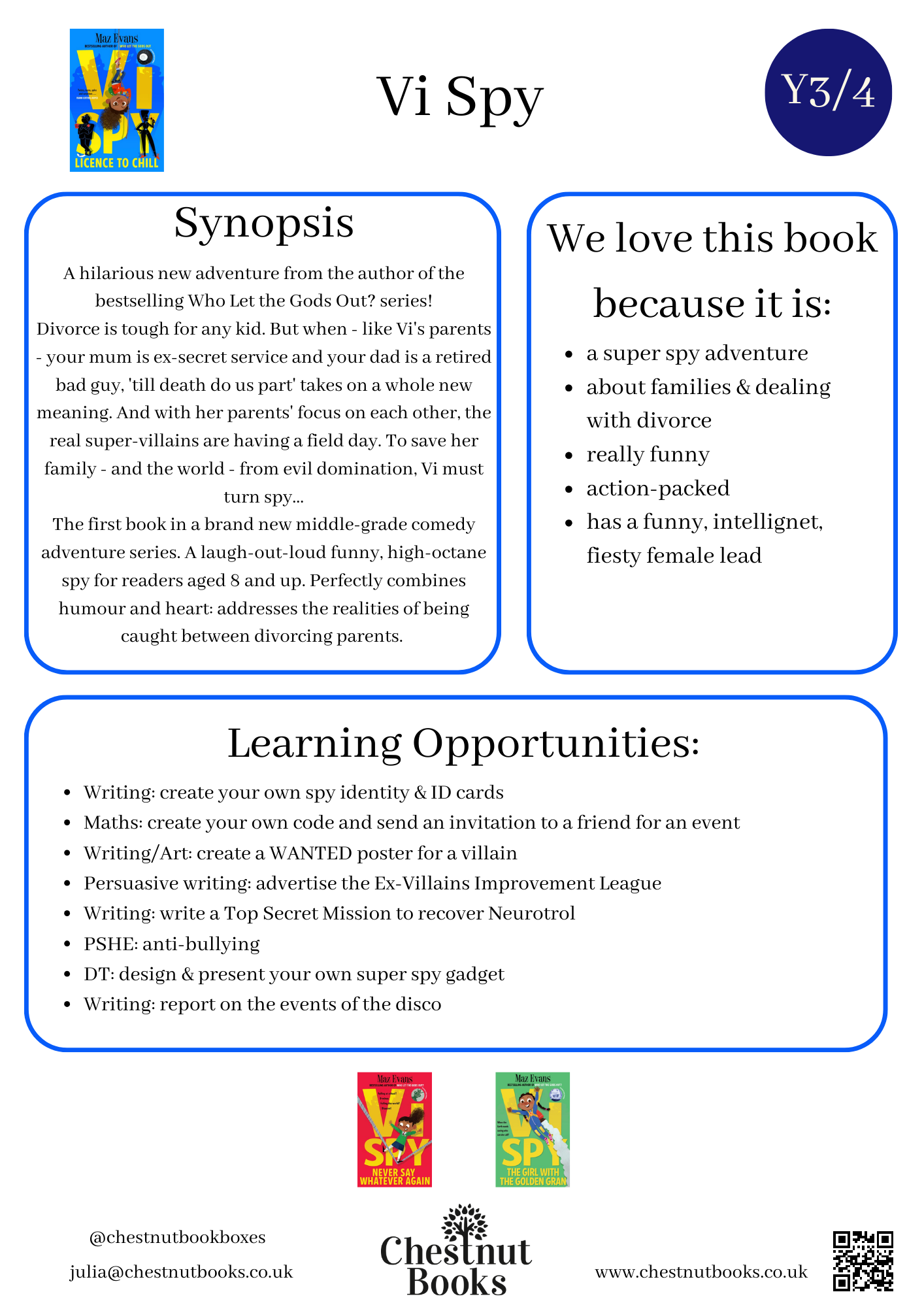 Vi Spy by Maz Evans — Chestnut Books