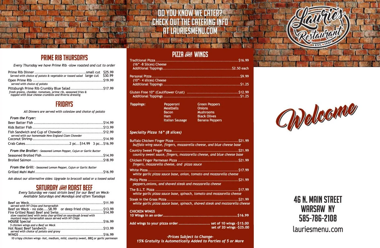 Menu — LAURIE'S RESTAURANT