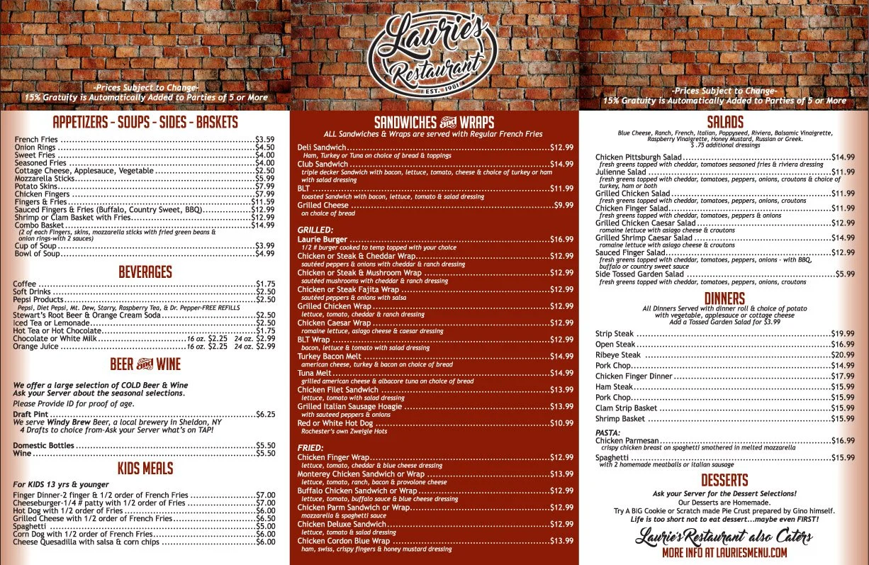 Menu — LAURIE'S RESTAURANT
