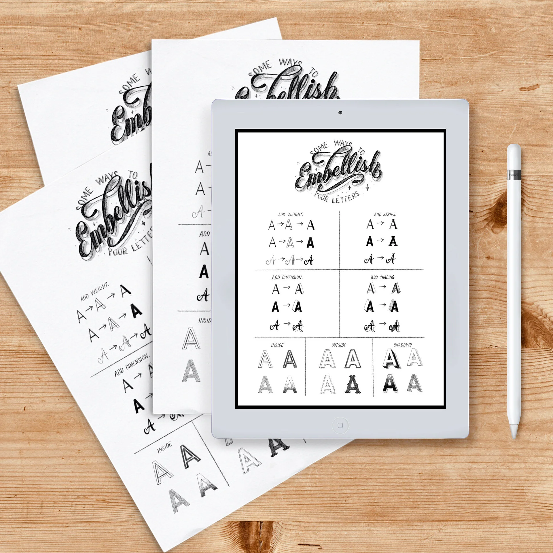 Free Downloadable : 7 Ways to Fancy Up Your Lettering — Stacey ...
