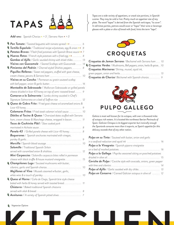 Menu — Toro Kitchen + Bar | Spanish Restaurant in San Antonio, Texas