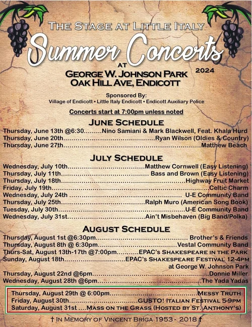 Summer Concert Series Schedule Announced — The Village of Endicott