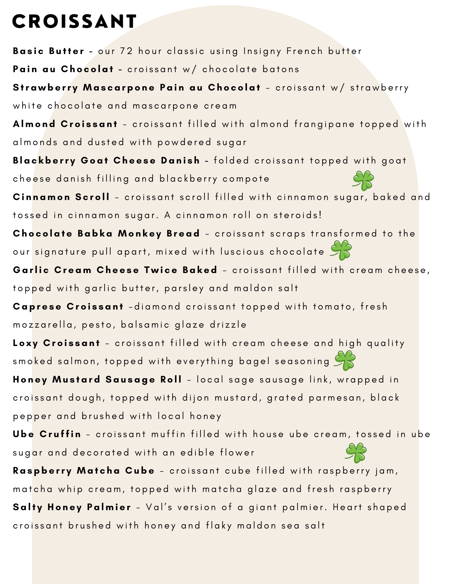 Current Menu — Val’s Bakery