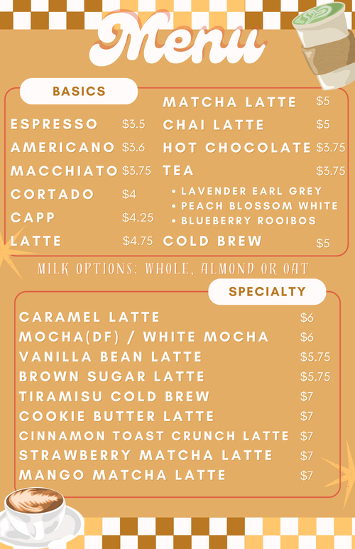 Current Menu — Val’s Bakery