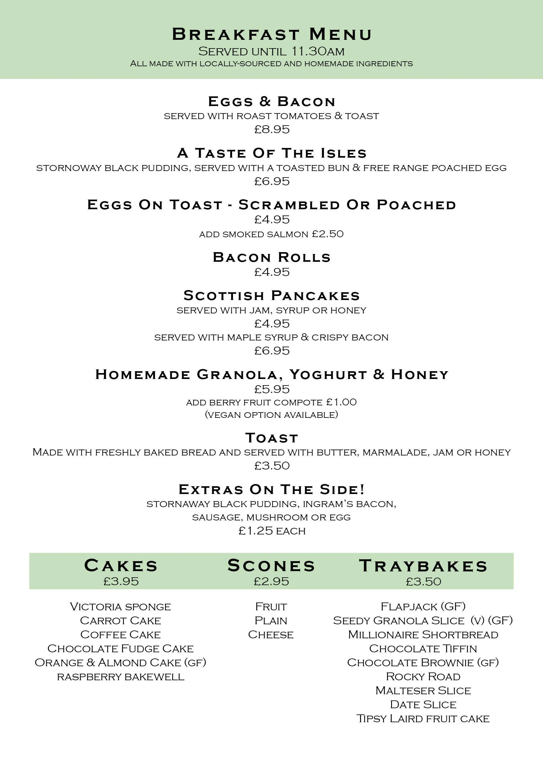 Tearoom Menu — Finzean Estate