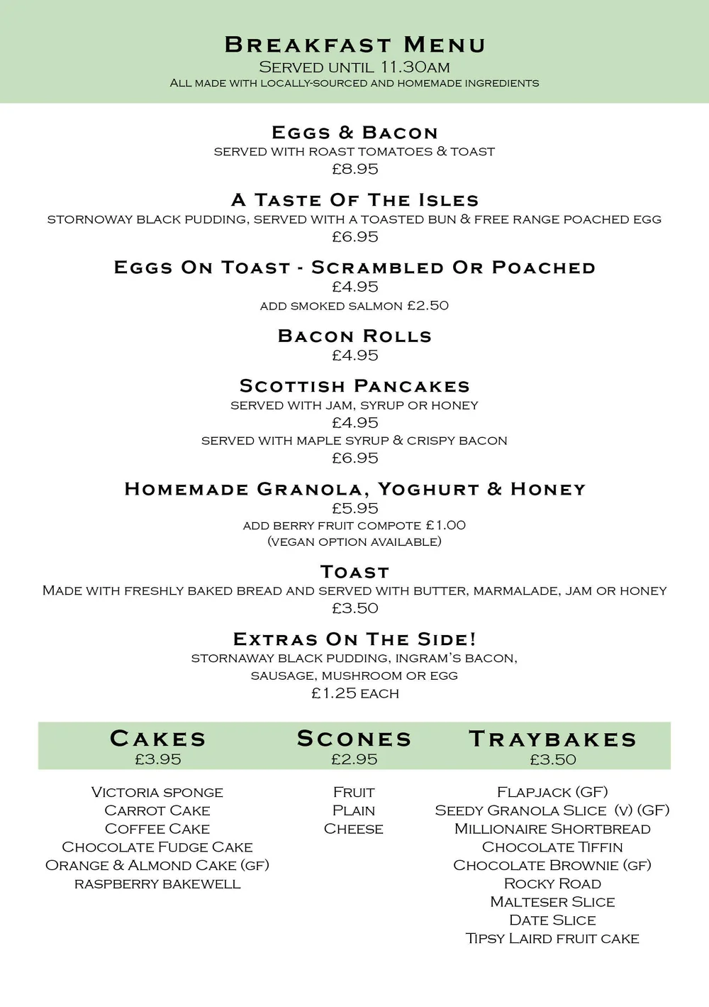 Tearoom Menu — Finzean Estate