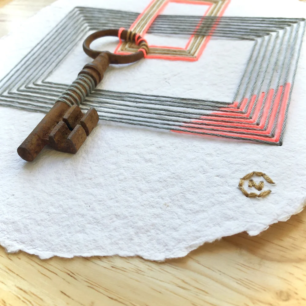 Embroidered Keys on Paper Art — Mrs. Ciccoricco