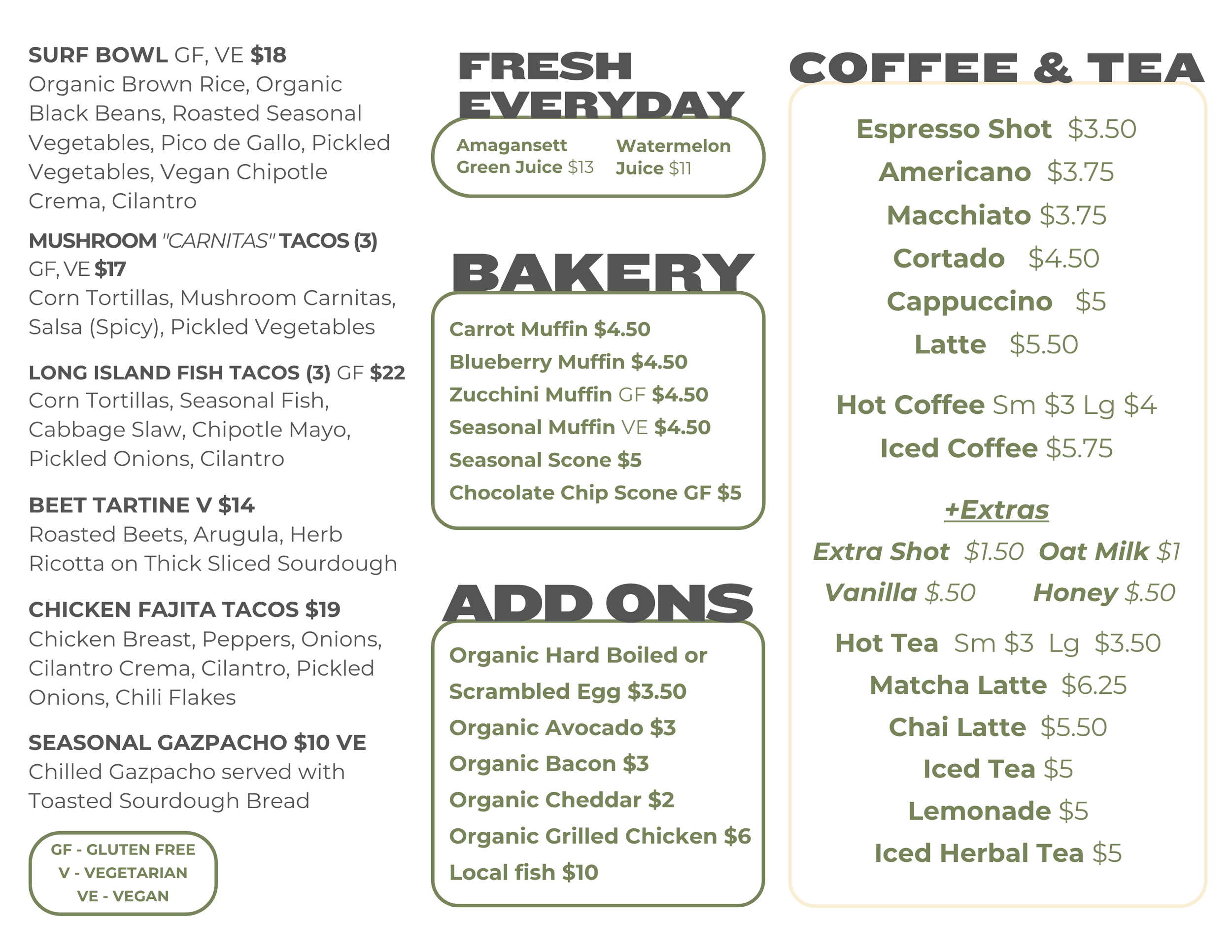 Menu — Amber Waves