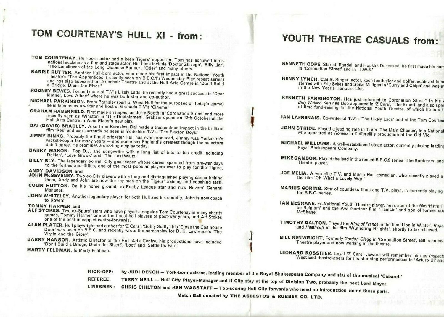Celebrity football, Hull-style: The star-studded 1970 game billed as ...