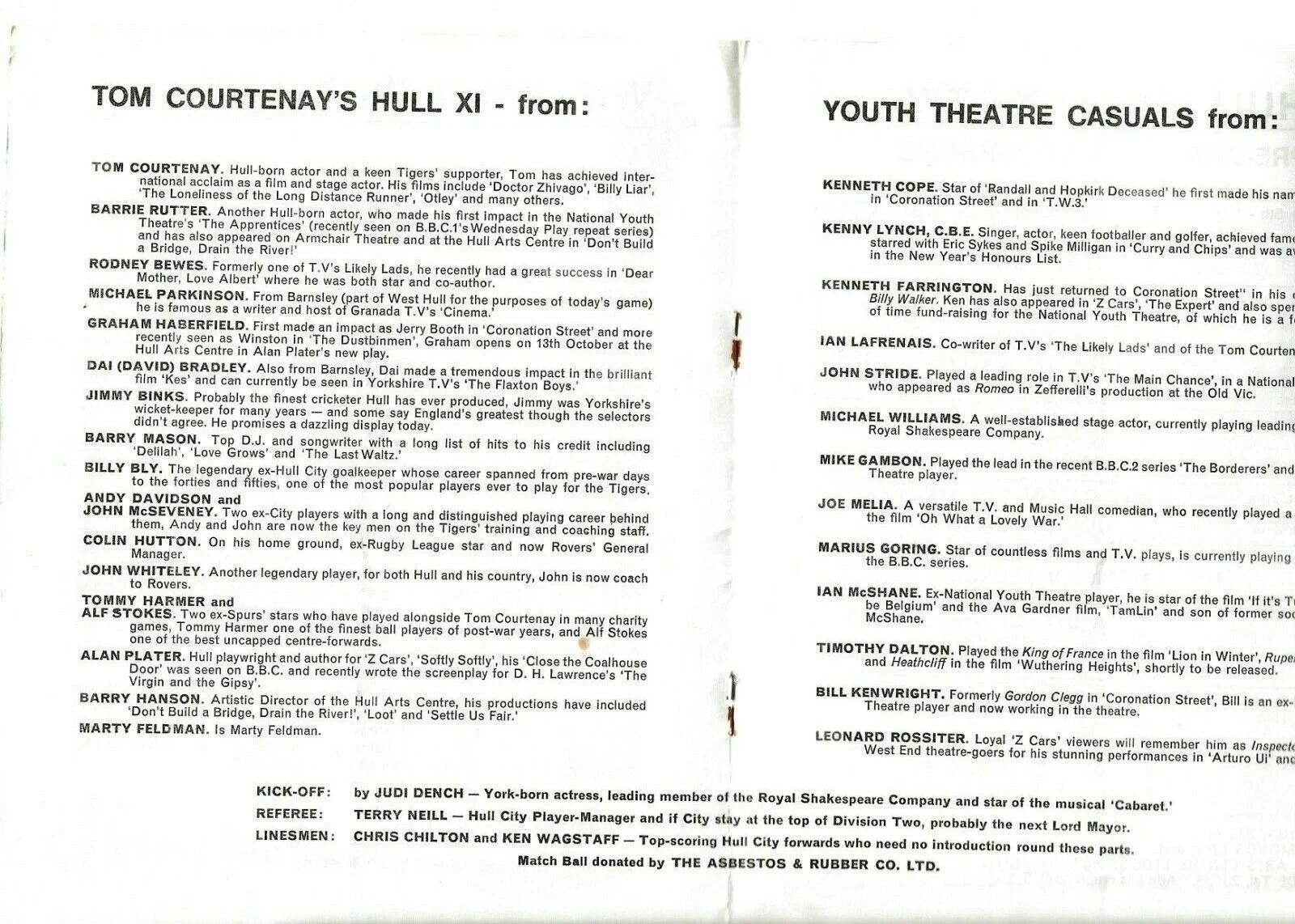 Celebrity football, Hull-style: The star-studded 1970 game billed as ...