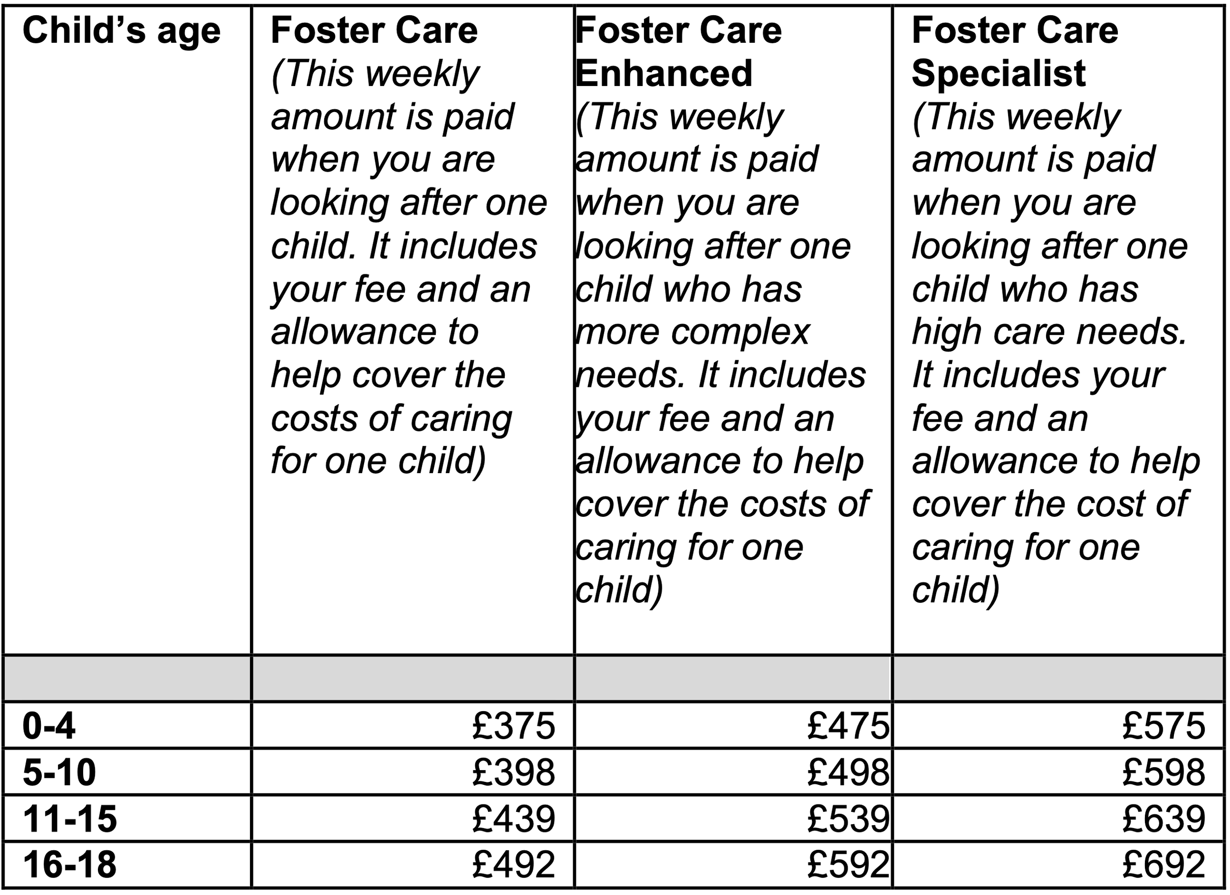 Fees and Allowances — Southend Fostering