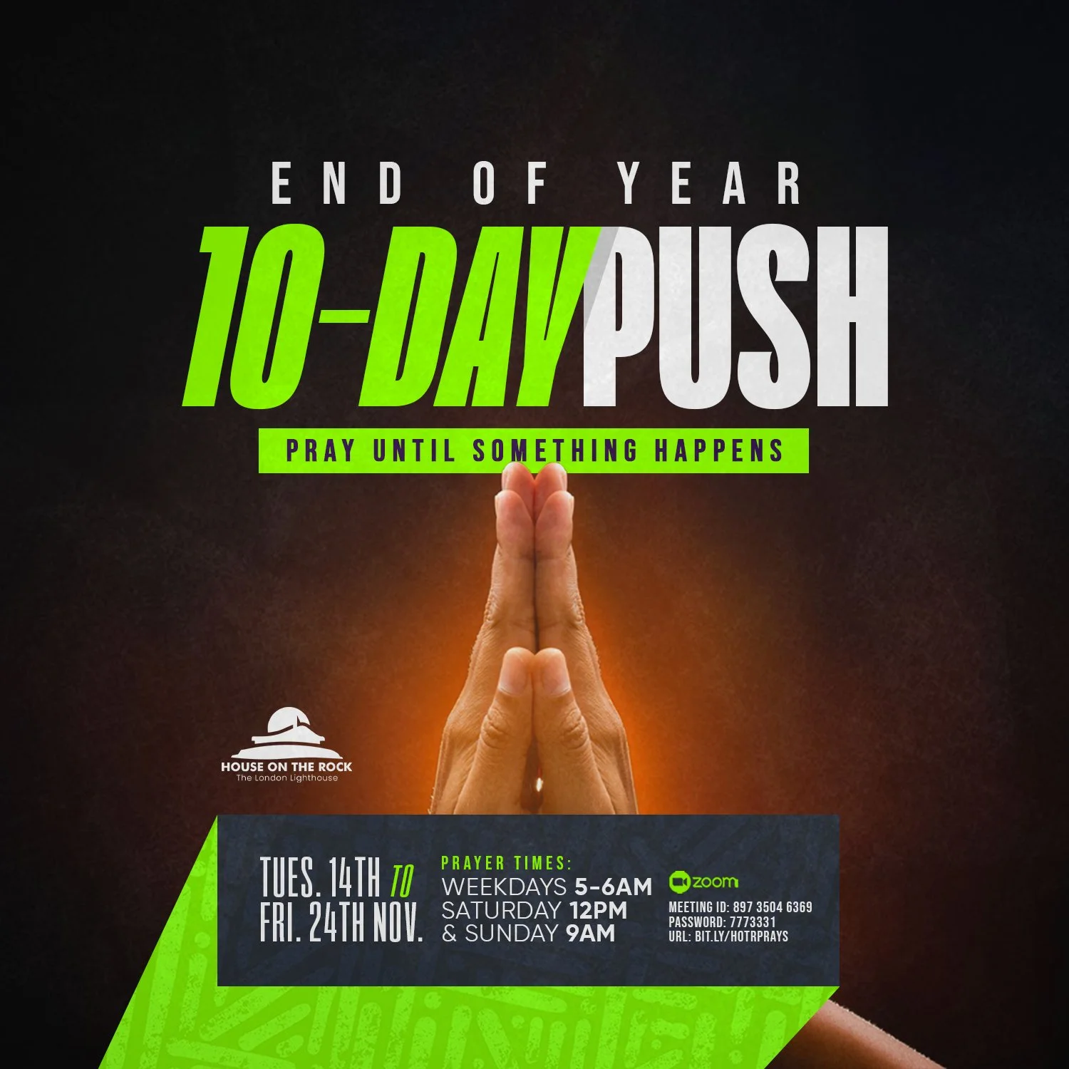 End of Year PUSH Prayer Points — House on the Rock London