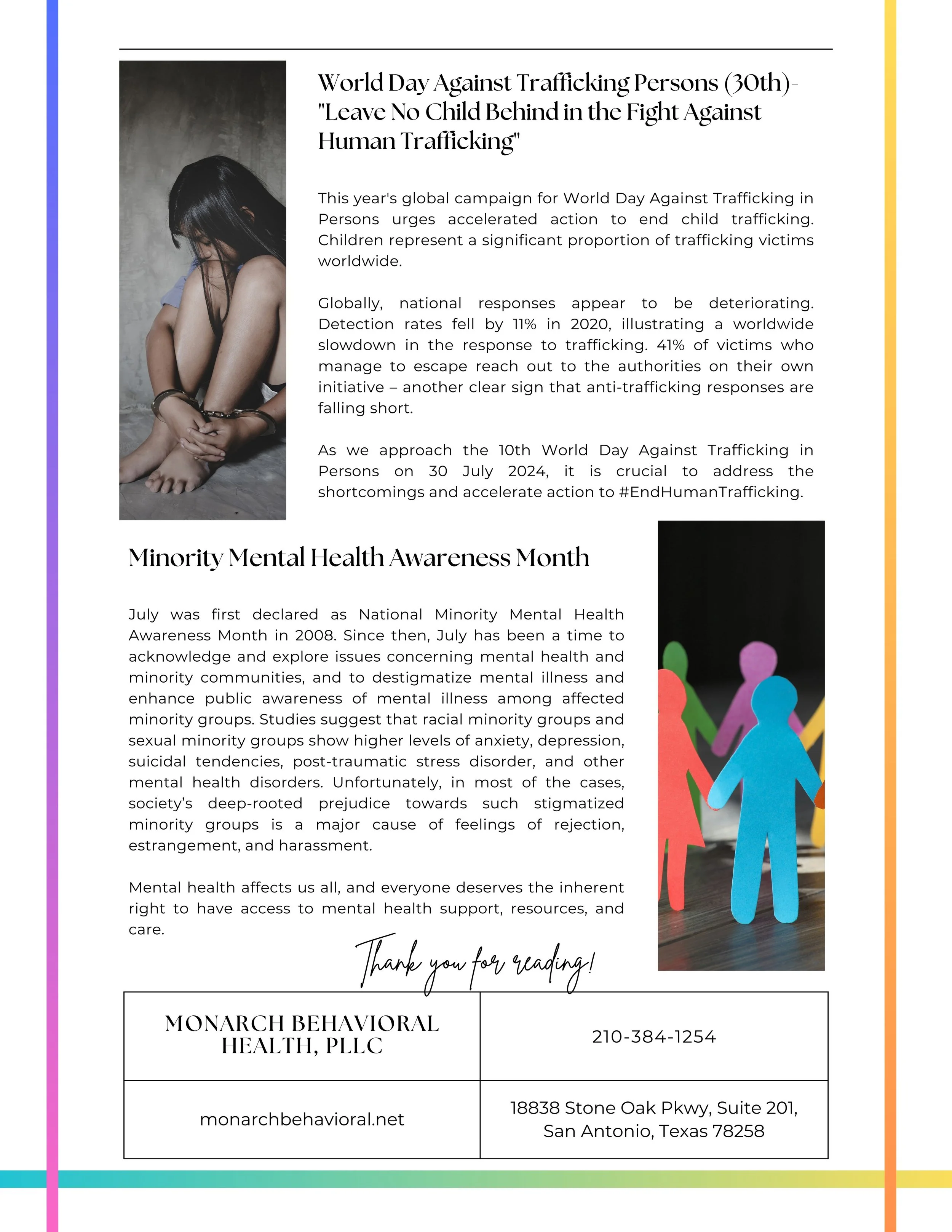 Newsletter - San Antonio, TX - Monarch Behavioral Health, PLLC