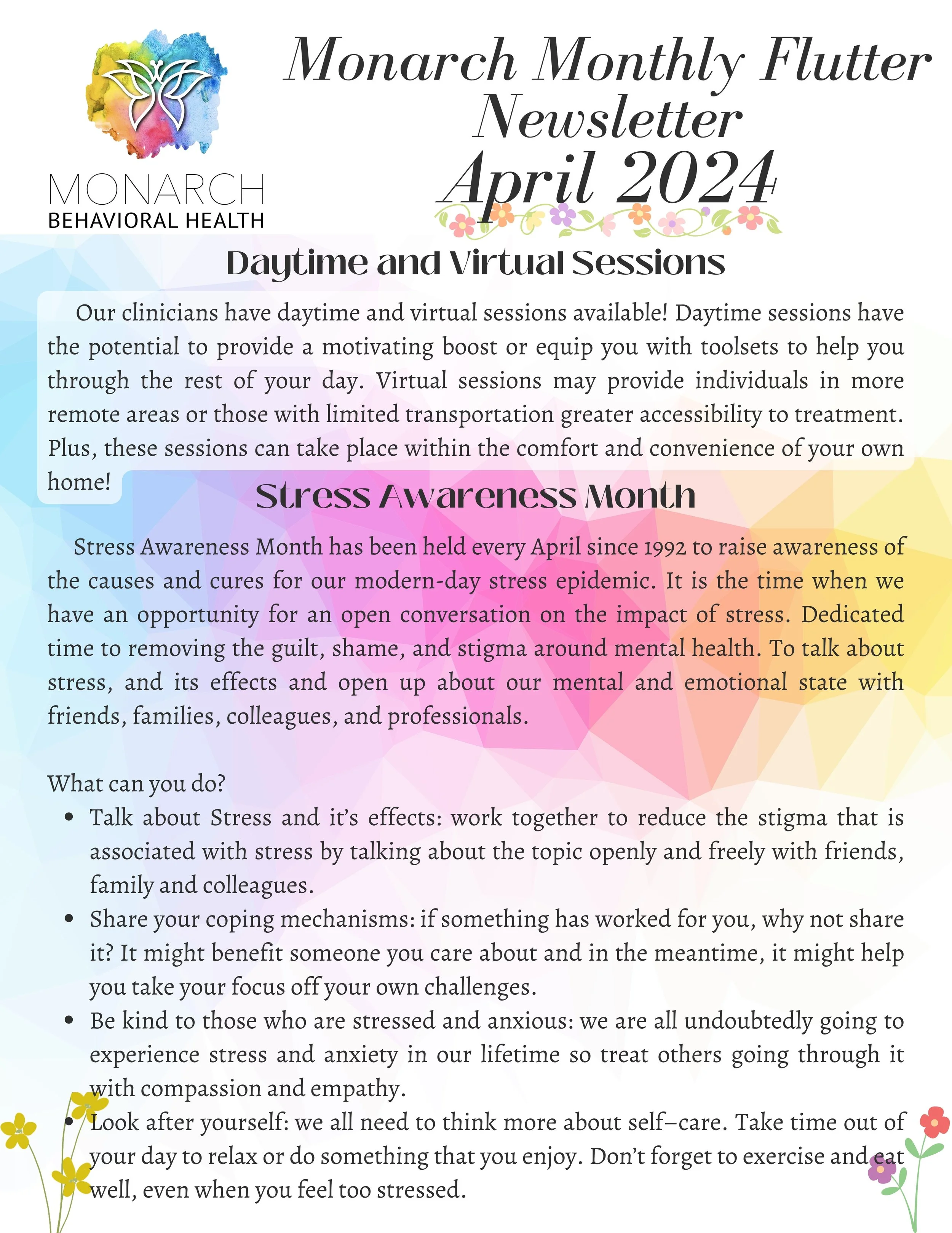 Newsletter - San Antonio, TX - Monarch Behavioral Health, PLLC