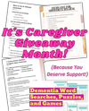 Dementia Word Searches, Puzzles, & Games - Caregiver Giveaway Month ...