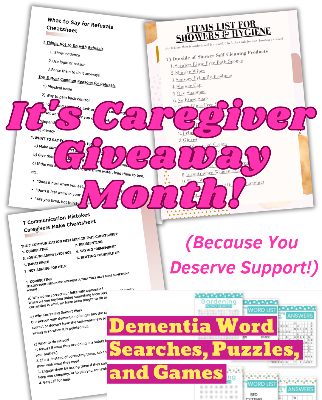 Dementia Word Searches, Puzzles, & Games - Caregiver Giveaway Month ...