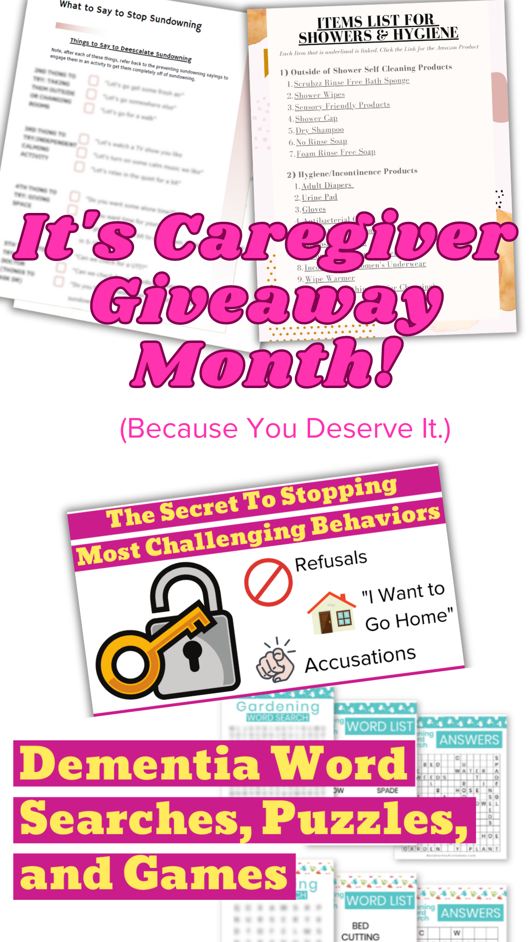 Dementia Word Searches, Puzzels, & Games - Caregiver Giveaway Month ...