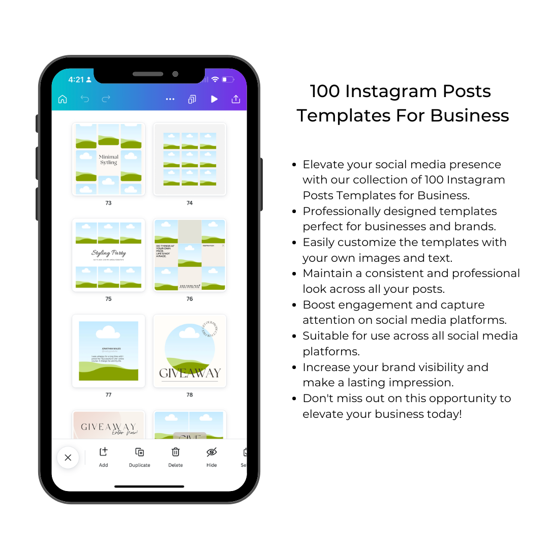 100 Instagram Post Templates for Business: Grow Your Brand on Social Media