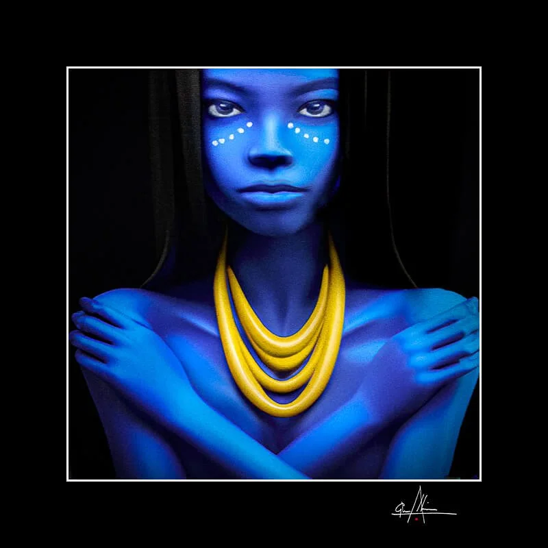 Blue Aliens Around Girl