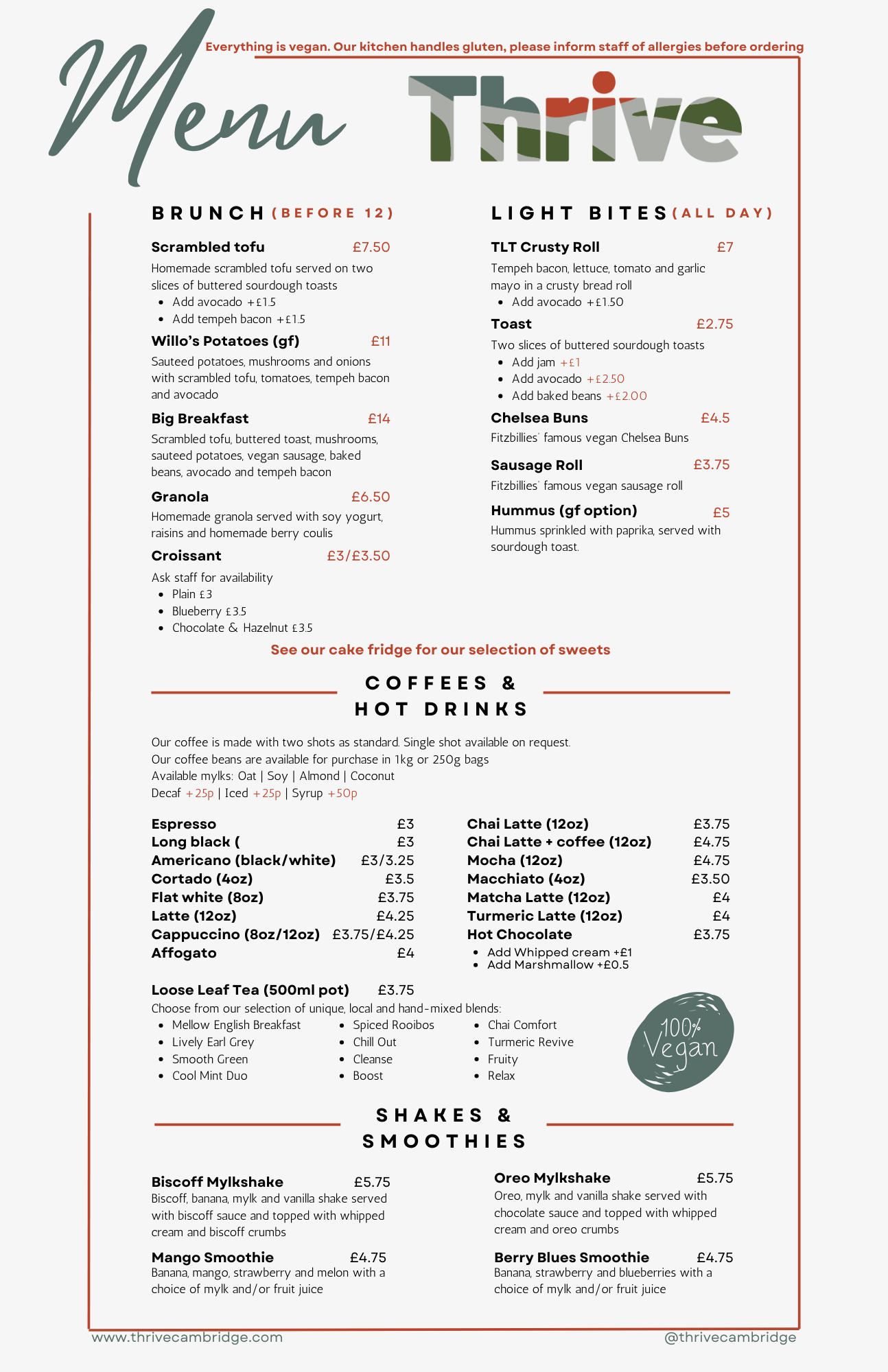 Menu — Thrive Cafe Cambridge